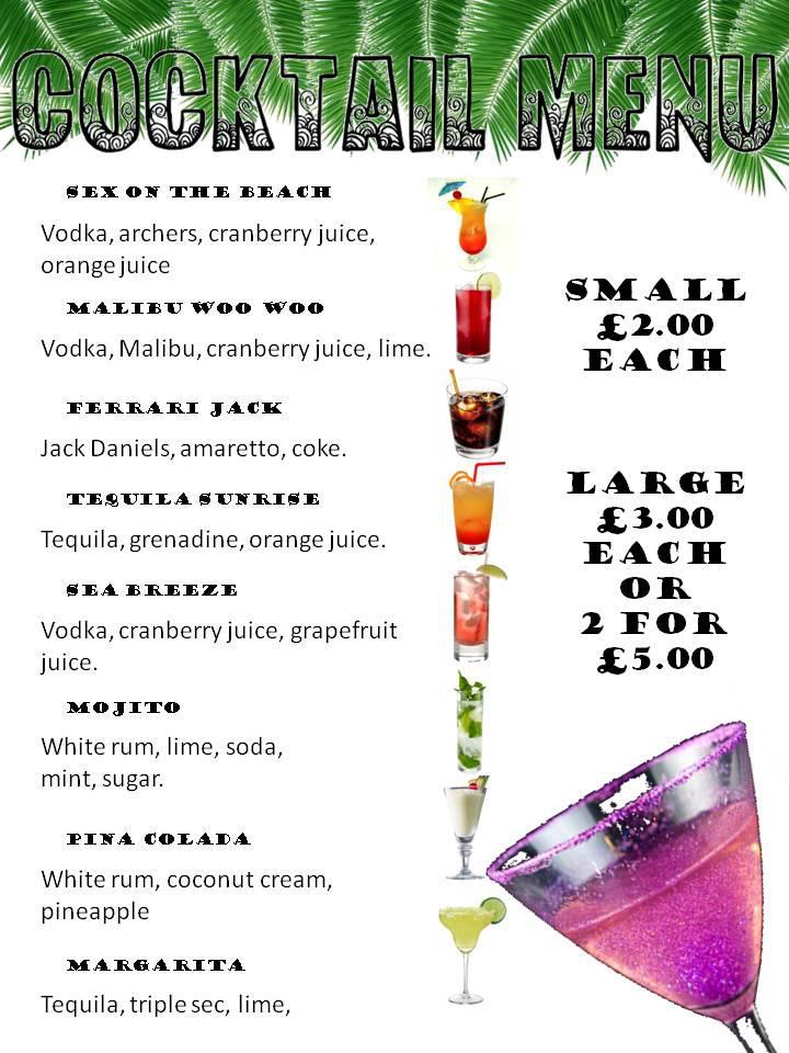 Menu at The Anvil restaurant, Newquay, Holywell Road