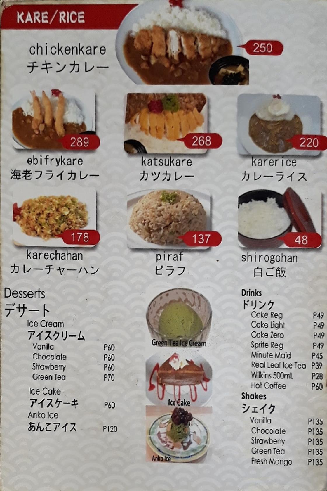 Menu at Yutaka Izakaya restaurant, Quezon City, UNIT X
