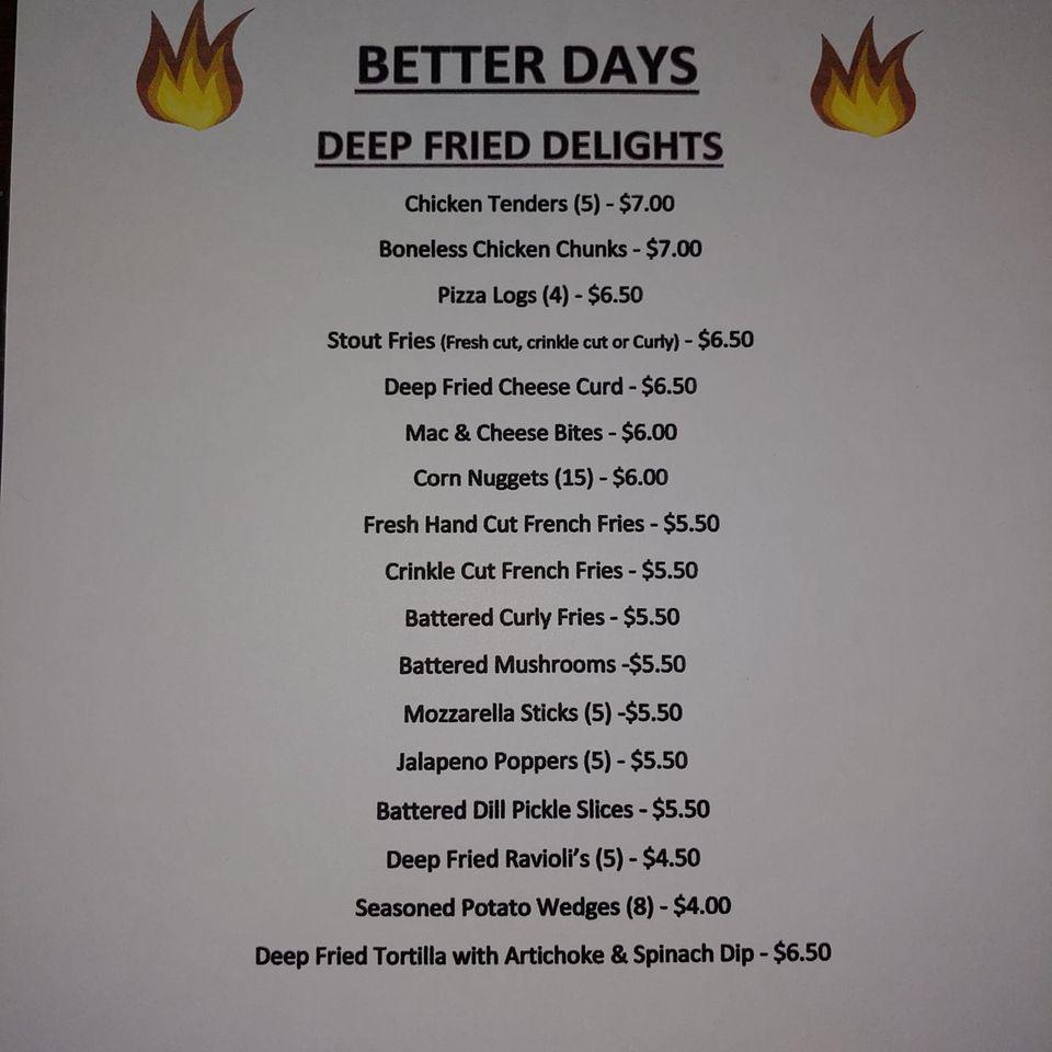 Menu at Better Days Pub & Eatery, Wellsville