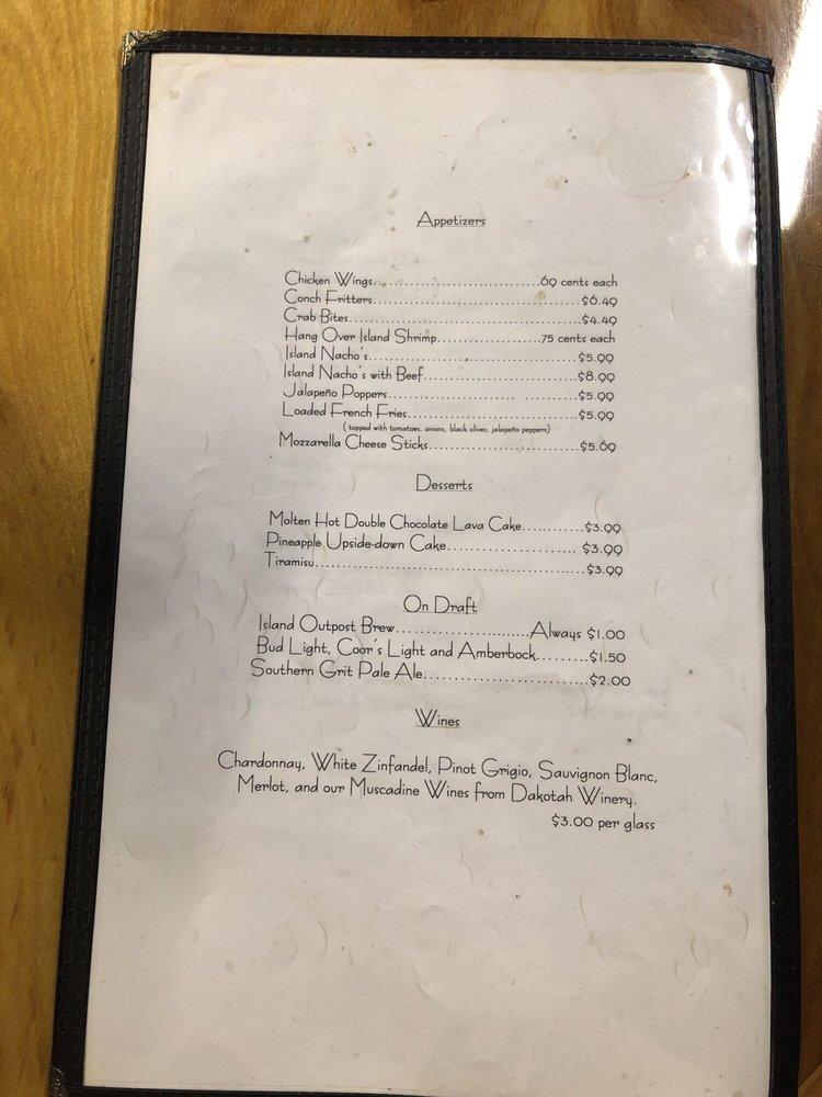 Menu at Island Outpost restaurant, USA, W Ozello Trail