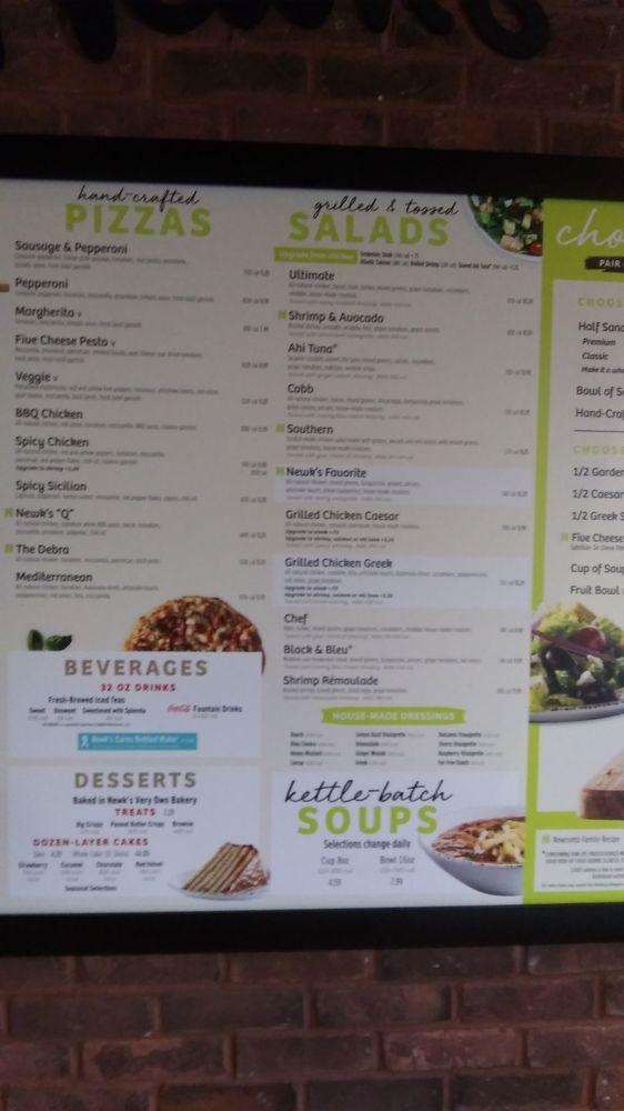 Menu at Newk's Eatery pizzeria, Memphis, Poplar Ave