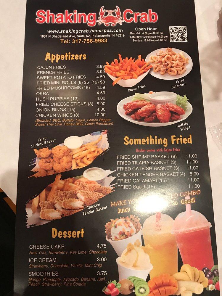 Menu at Shaking Crab desserts, Indianapolis