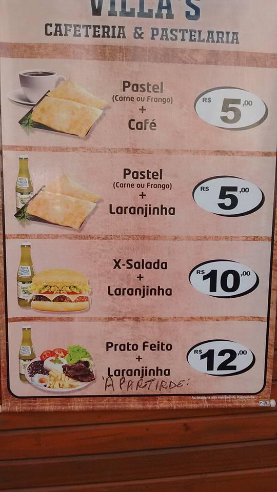 Menu at Villa's Cafeteria E Pastelaria, Lages