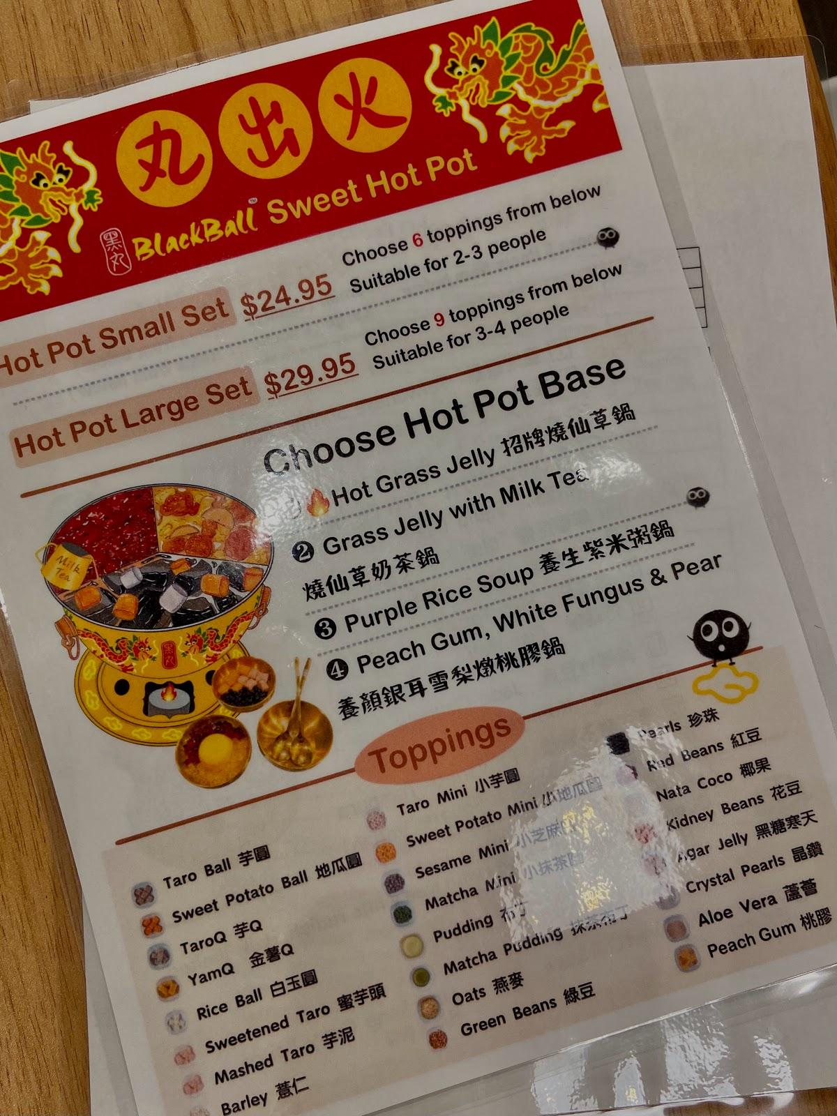 Menu at Blackball Robson desserts, Vancouver
