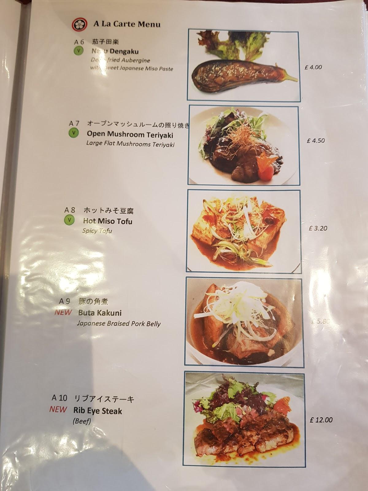 Menu at Eat Tokyo restaurant, London, 169 King St
