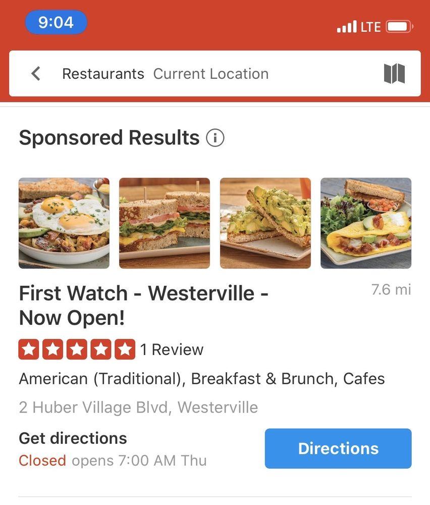 Menu at First Watch cafe, Westerville, 2 Huber Village Blvd