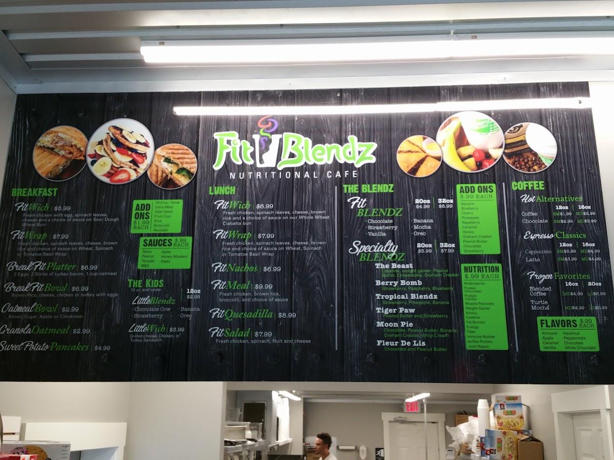 Menu at Fit Blendz Rayne cafe, Rayne