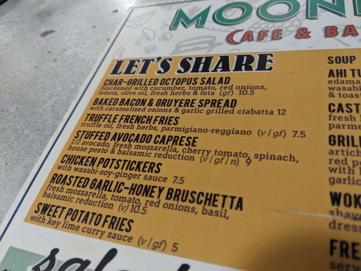 Menu at Moondog Cafe, Key West