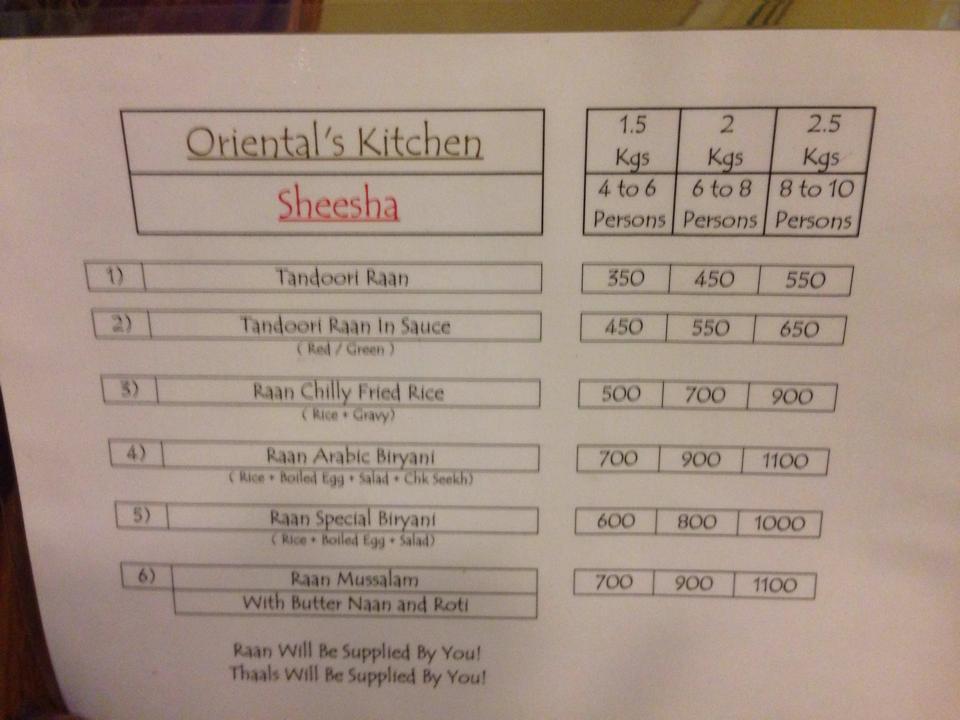 Menu at Sheesha, Mumbai, 8
