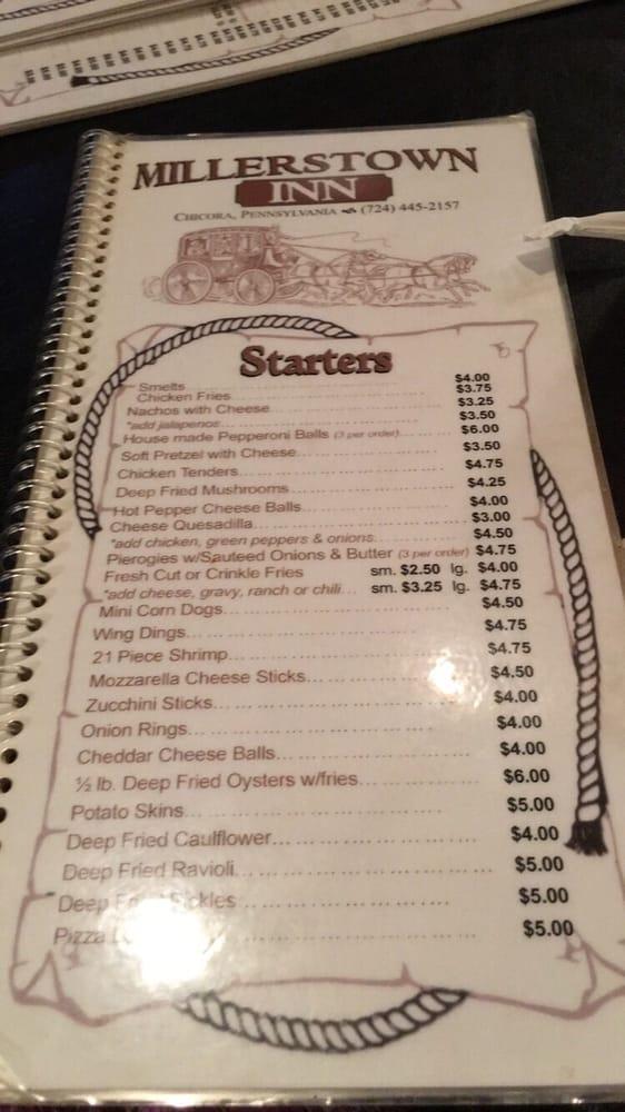 Menu at Millerstown Inn pub & bar, Chicora