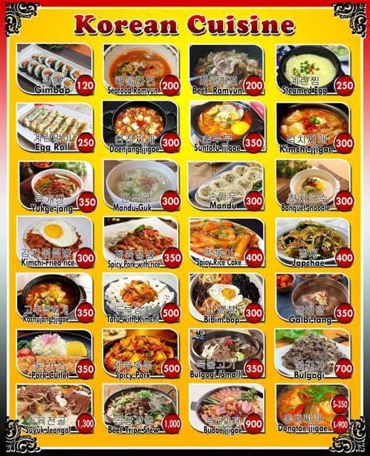 Menu at Yakiniku K-Resto Subic Bay restaurant, Olongapo