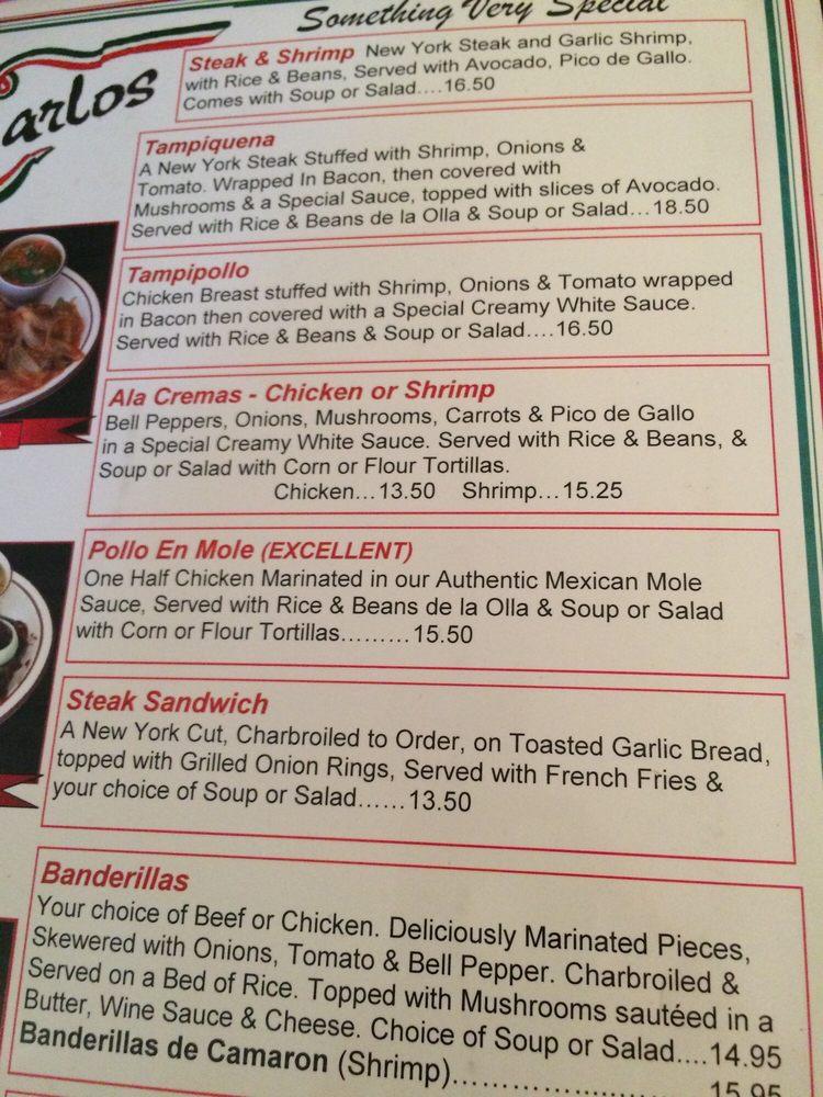 Menu at Carlos Restaurante, Winston
