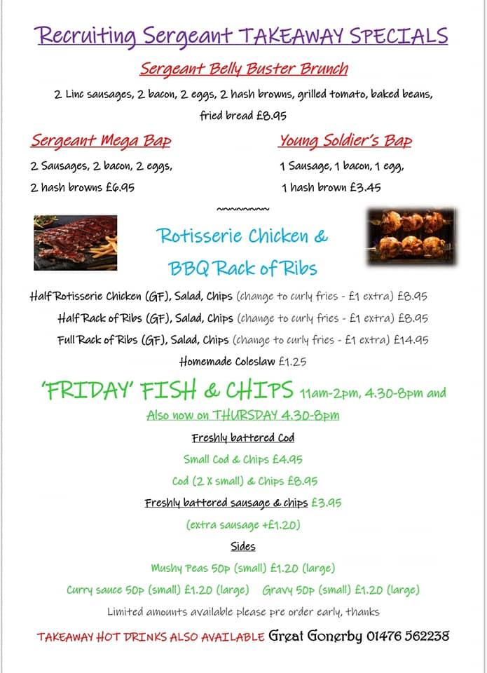 Menu at Recruiting Sergeant pub & bar, Grantham, 10 High St