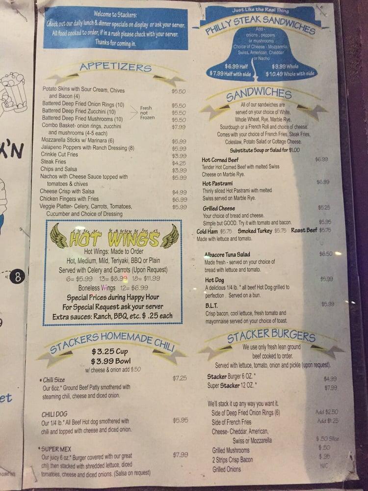 Menu at Stackers Restaurant, Phoenix