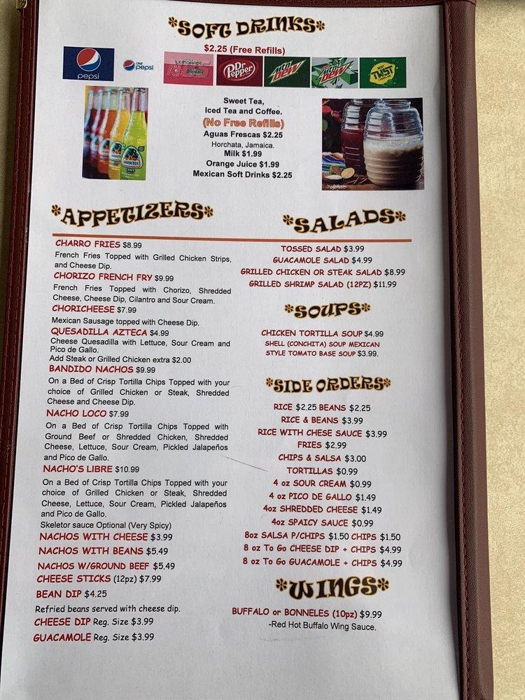 Menu at El CHARRO TEXANO TACOS AND TAPS restaurant, Richmond