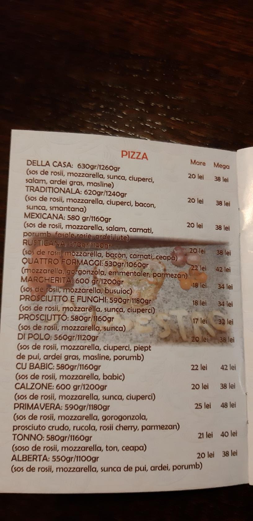 Menu at Pizza Maestro, Buzău