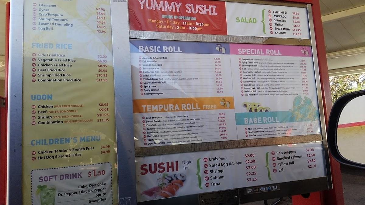 Menu at Yummy Sushi restaurant, Minden