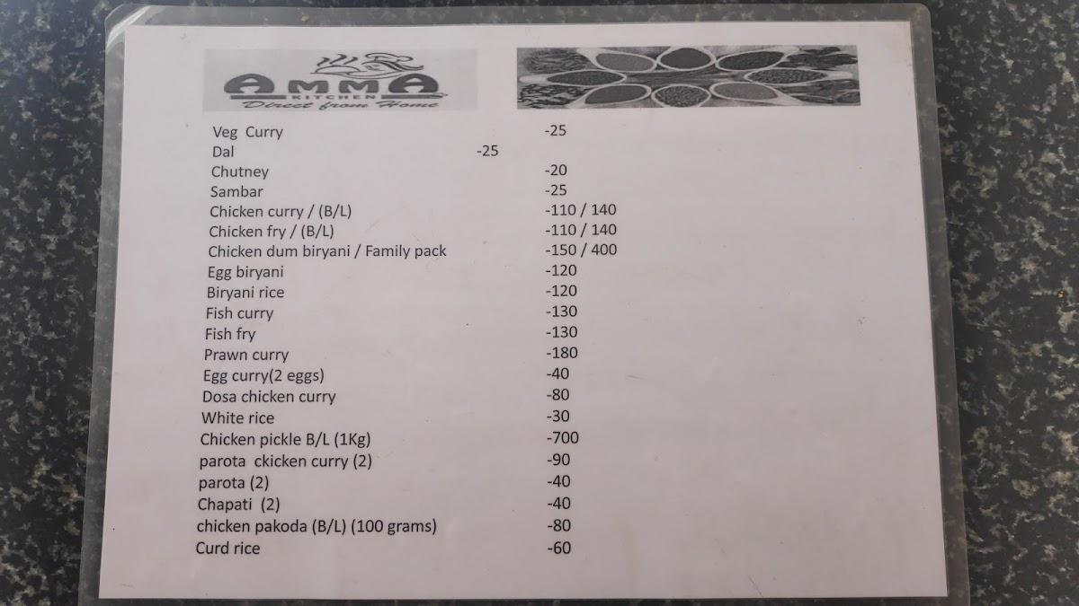 Menu at Amma kitchen, Bengaluru, XP28+676
