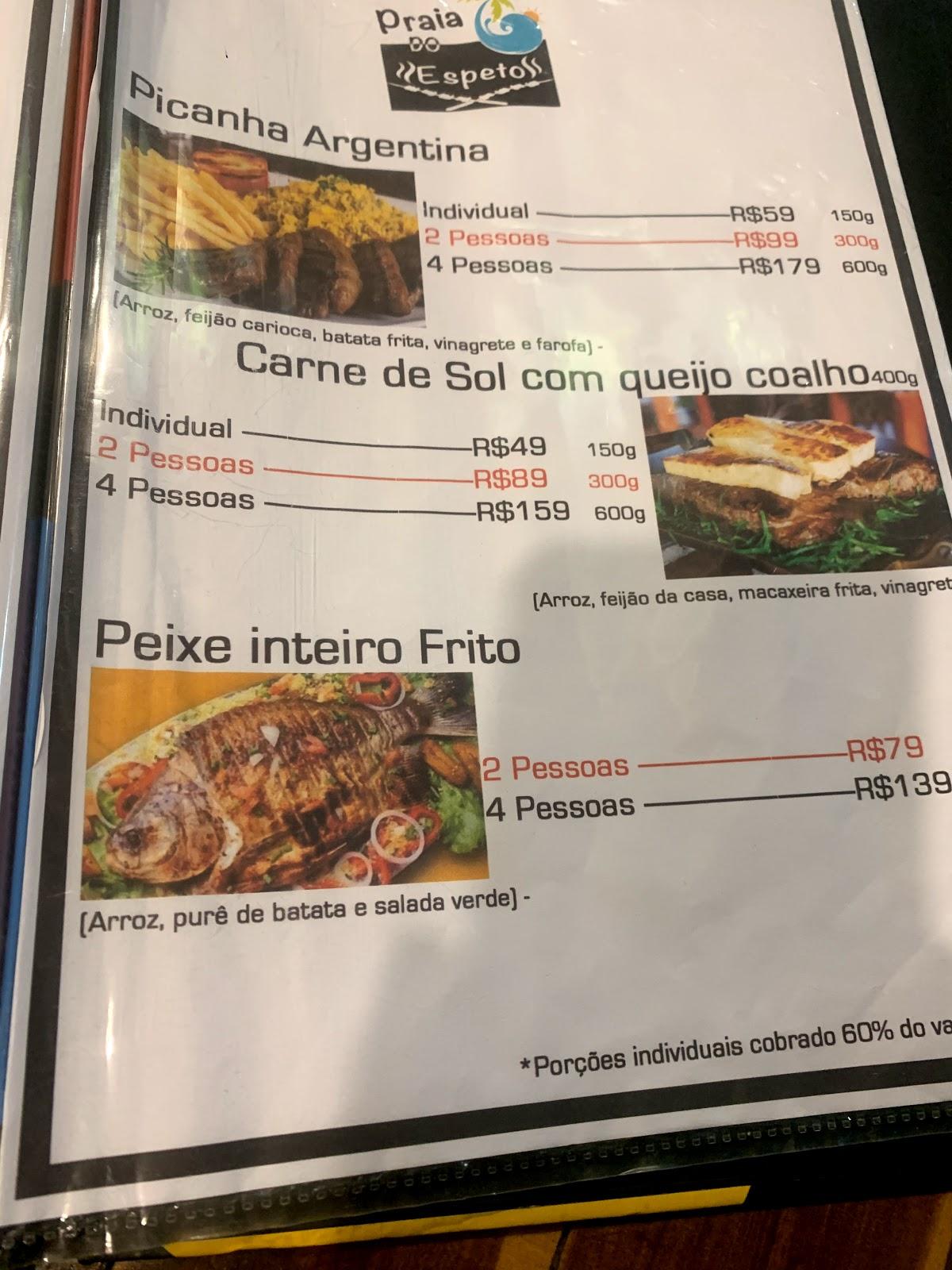 Menu em Na Brasa restaurante, Maragogi