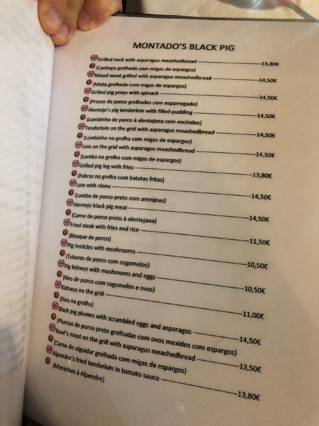Menu em O Alpendre restaurante, Arraiolos
