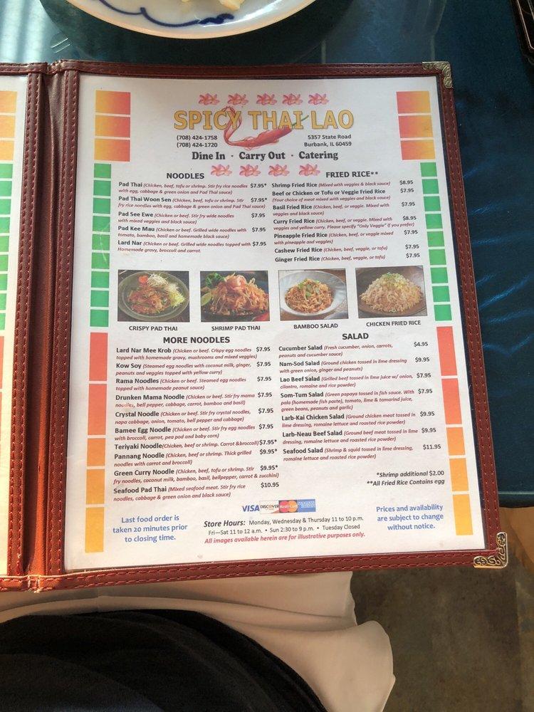 Menu at Spicy Thai Lao Restaurant, Burbank