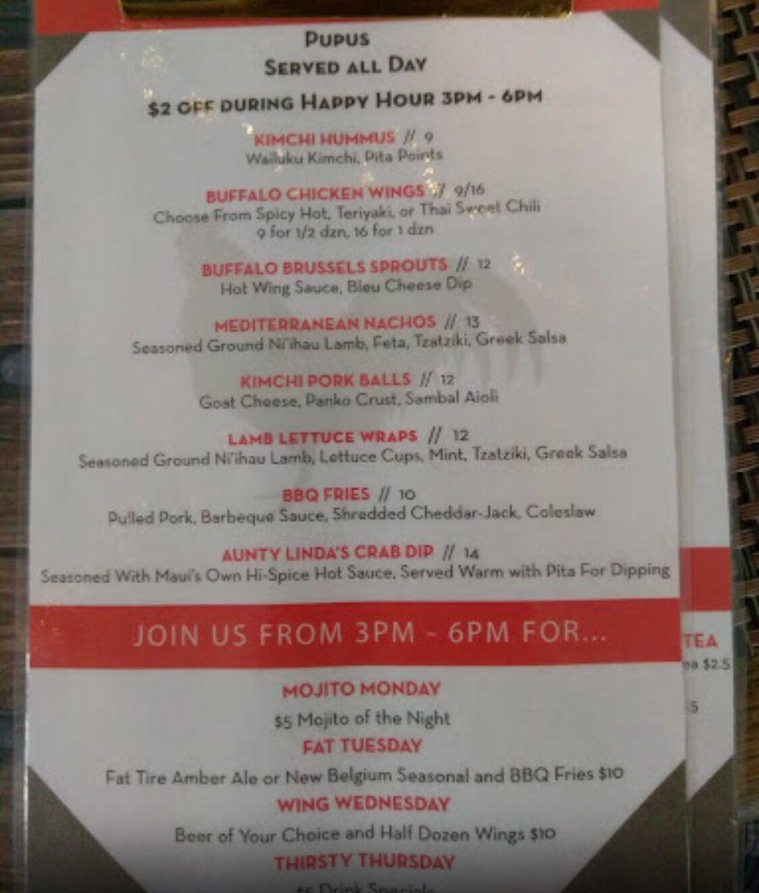 Menu at 808 on Main pub & bar, Wailuku