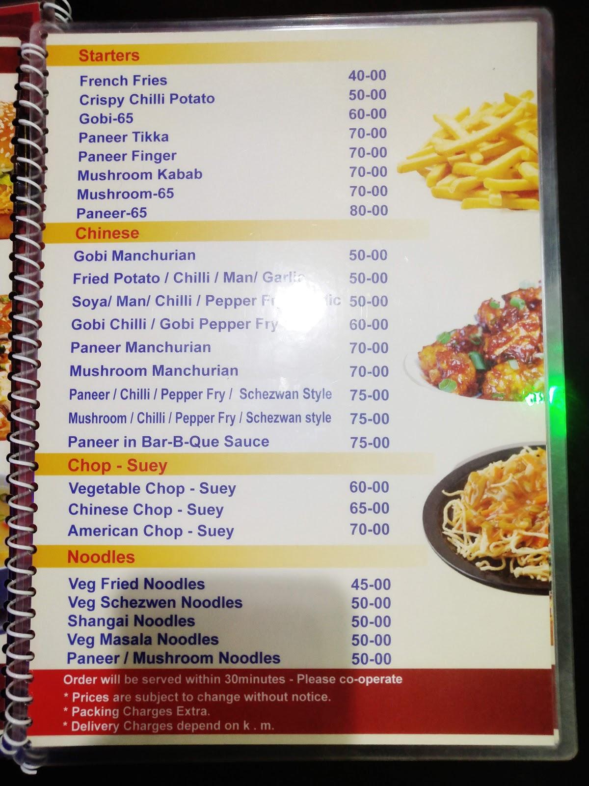 Menu at CHEF'S CORNER, Hangal