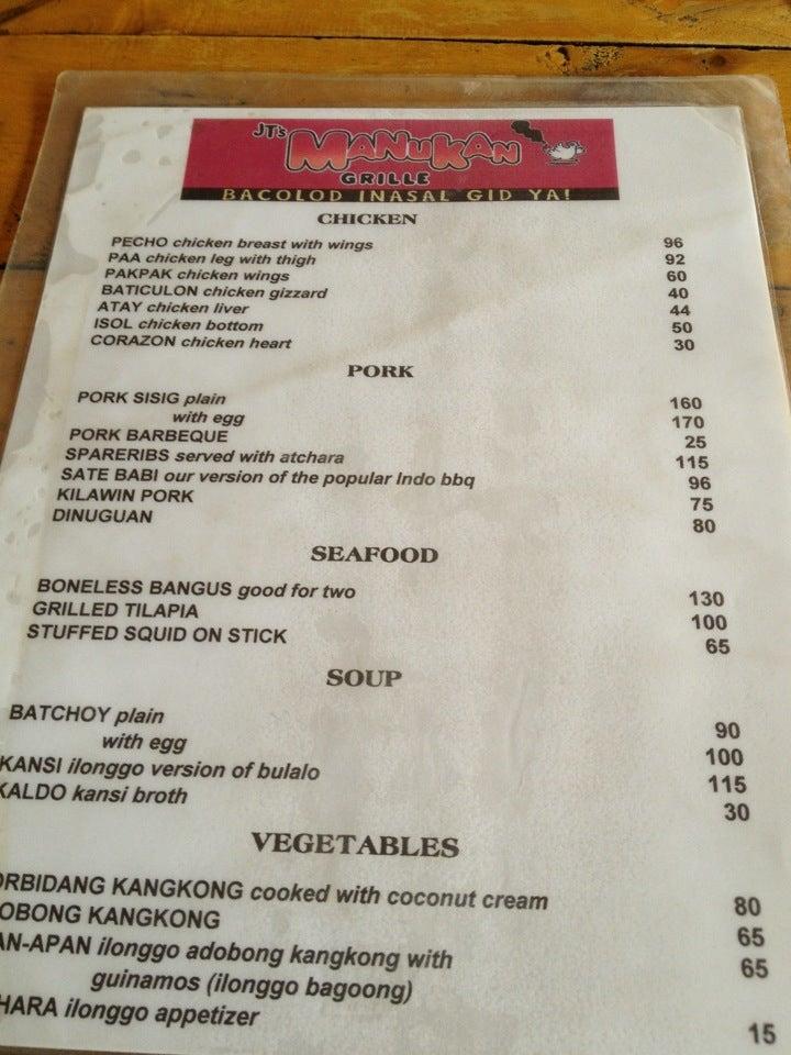 Menu at JT's Manukan Grille Banawe restaurant, Quezon City, 74 Scout ...
