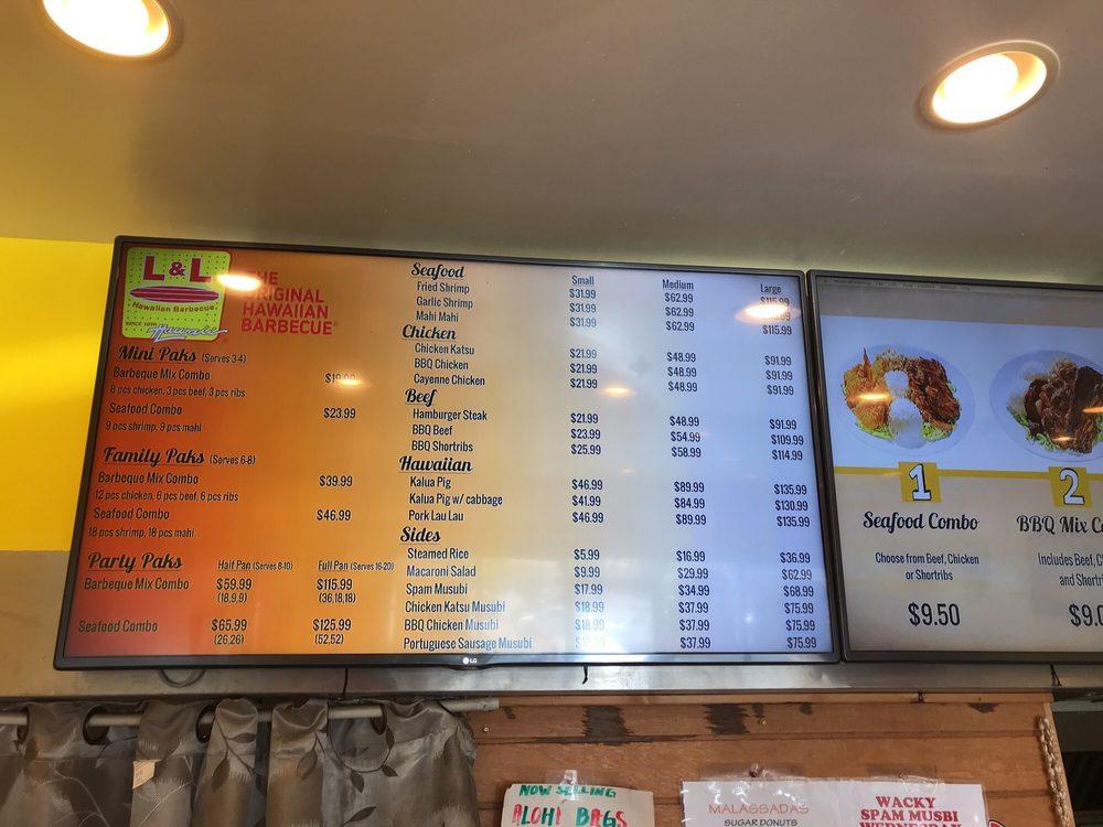 Menu at L&L Hawaiian Barbecue, Vallejo, 165 Plaza Dr #707
