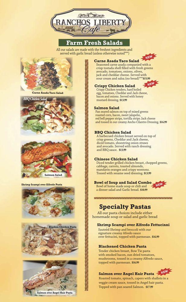 Menu at Rancho's Liberty Cafe, Bonadelle Ranchos-Madera Ranchos, Ave 12 ...