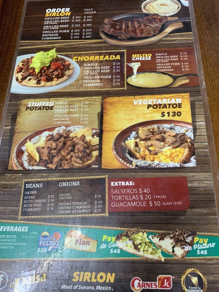 Menu at Taqueria El Paisa steakhouse, San José del Cabo, Av Centenario Sn