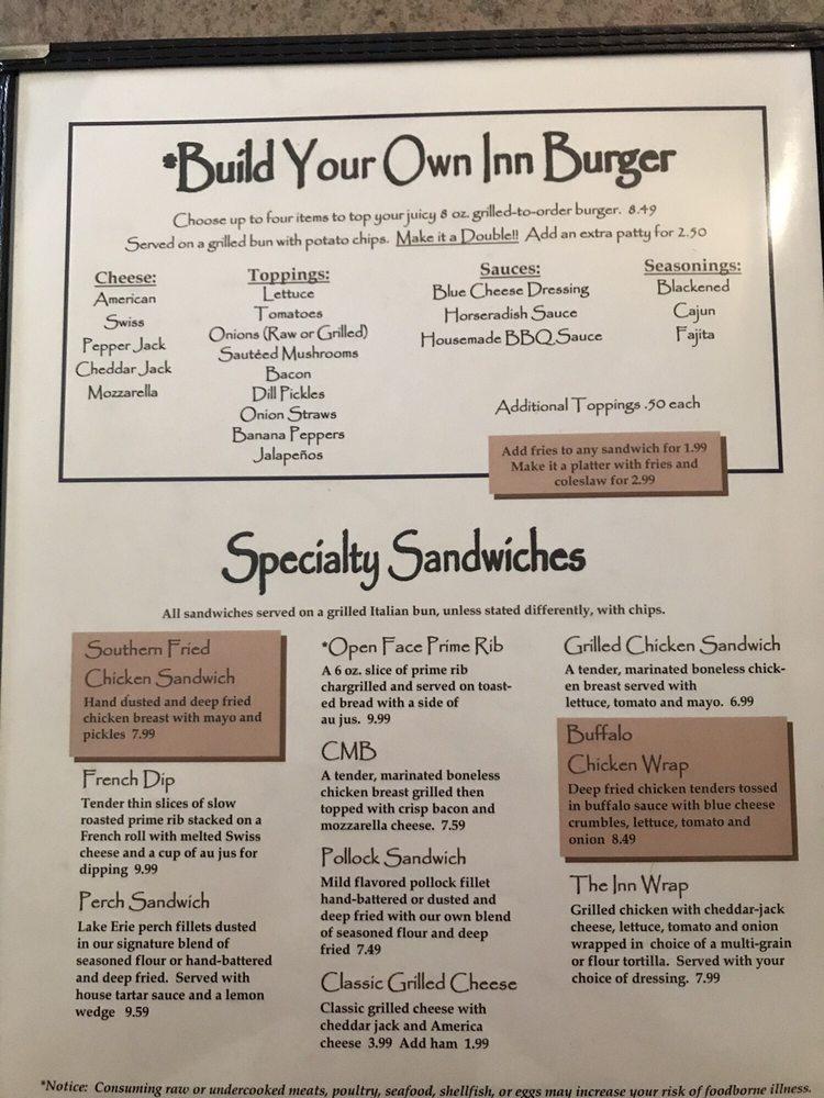 Menu at The Oregon Inn steakhouse, Oregon
