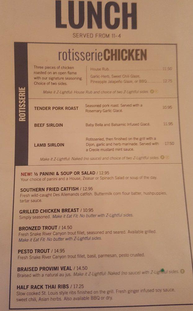 Menu at Zea Rotisserie & Bar, Baton Rouge, Corporate Blvd Suite 920