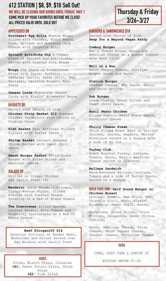 Menu at Blue Oyster pub & bar, Brainerd