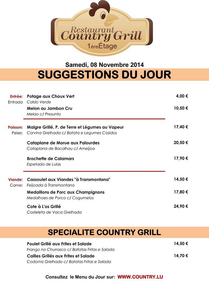 Speisekarte von Country Grill pub & Bar, Luxemburg