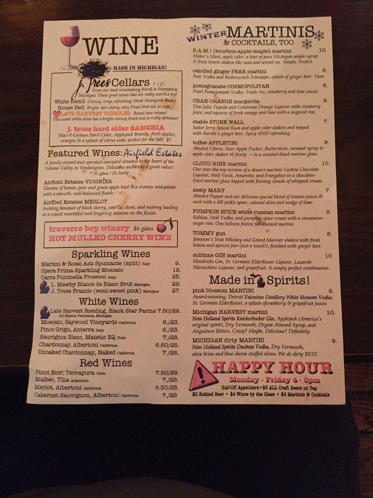 Menu at Main Street Stable & Tavern restaurant, Blissfield