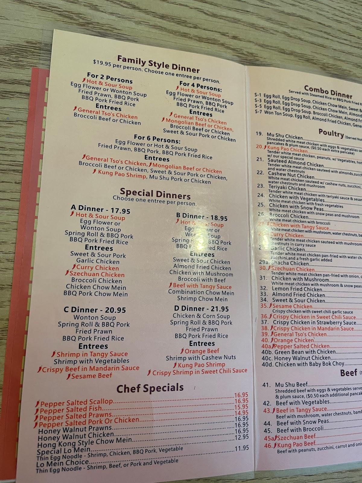 Menu at Ming Garden restaurant, Everett