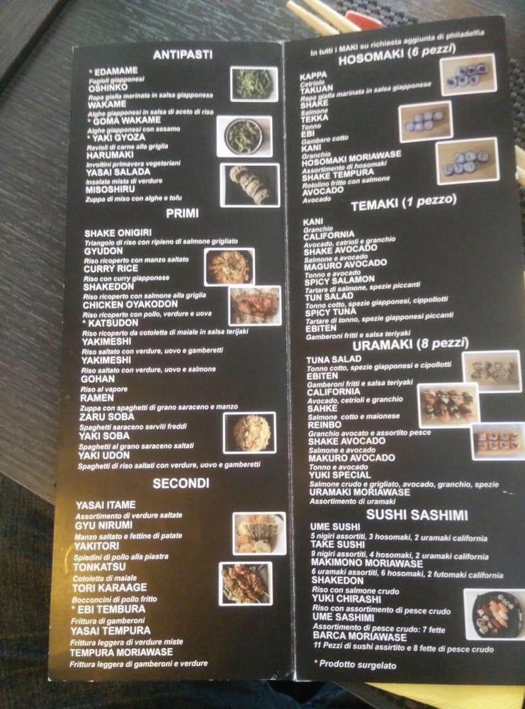 Menu da Yuki ristorante, Roma, Viale Guglielmo Marconi