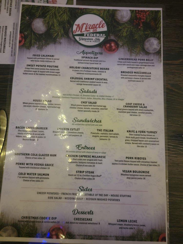 Menu at The Federal restaurant, Youngstown