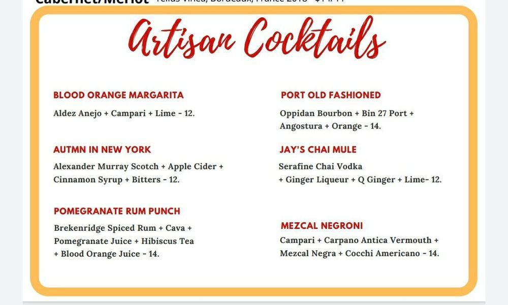 Menu at The Onion Tree restaurant, Sea Cliff