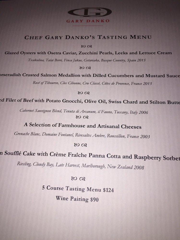 Menu at Gary Danko pub & bar, San Francisco, 800 North Point St