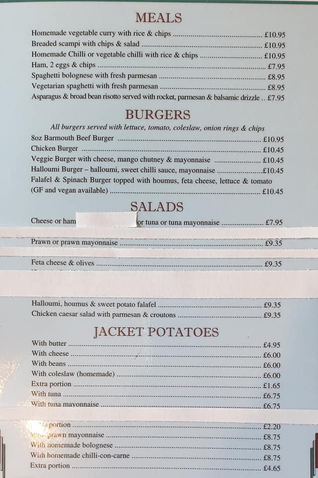 Menu at Isis Pizzeria, Barmouth