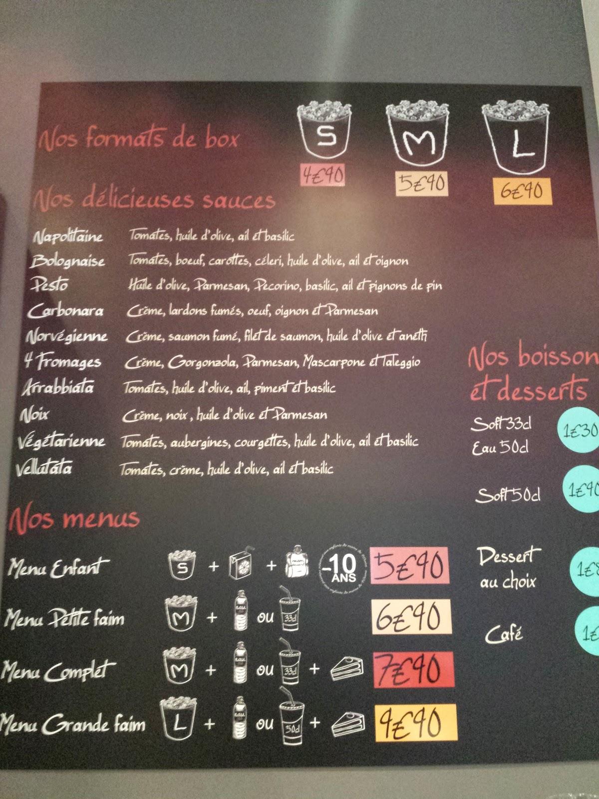 Menu at La Pasteria restaurant, Elbeuf