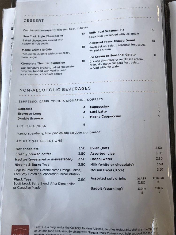 Menu at Queen Victoria Place Restaurant, Niagara Falls, Niagara River Pkwy