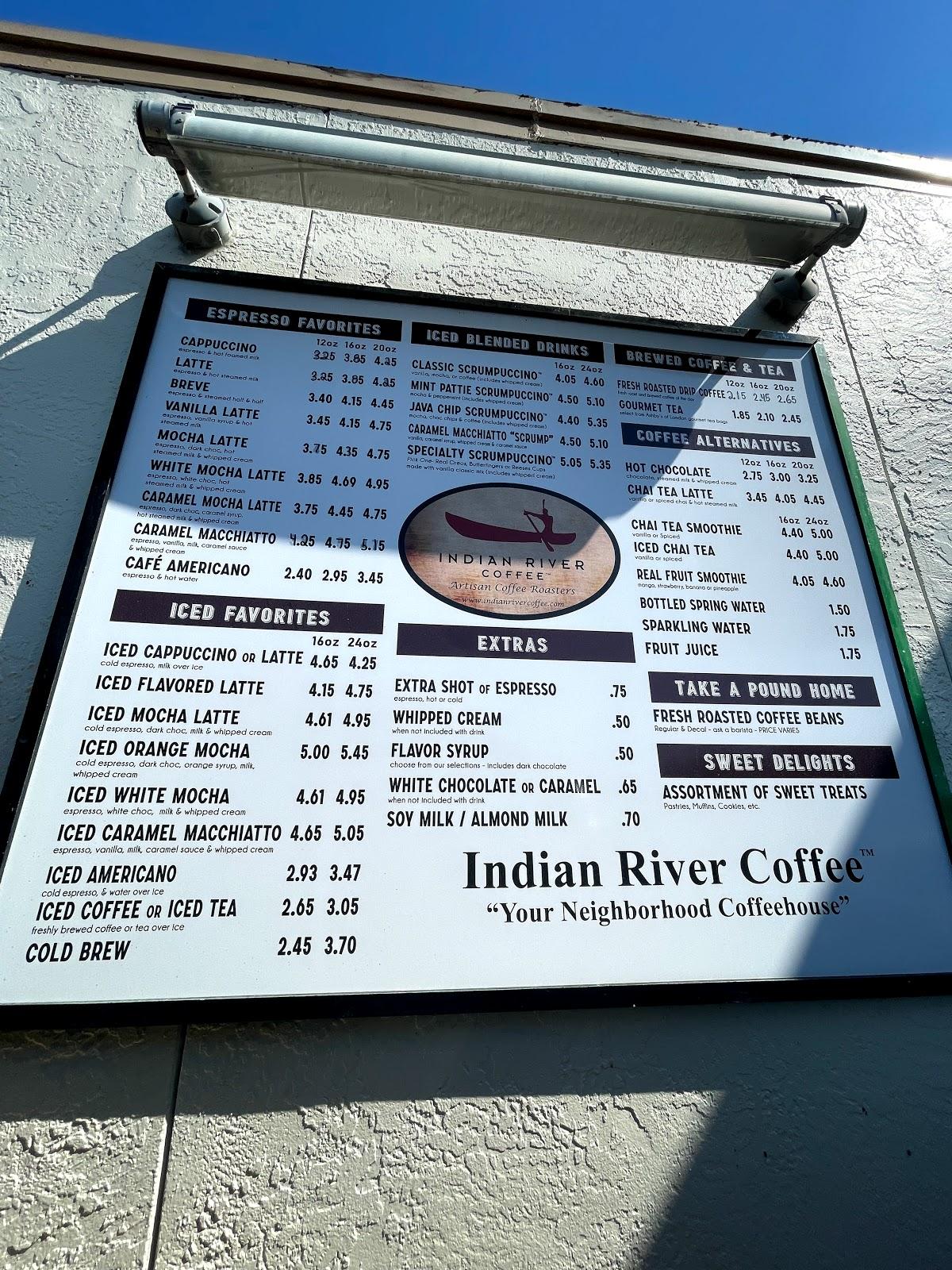 Menu at Indian River Coffee Co., Inc. cafe, Melbourne