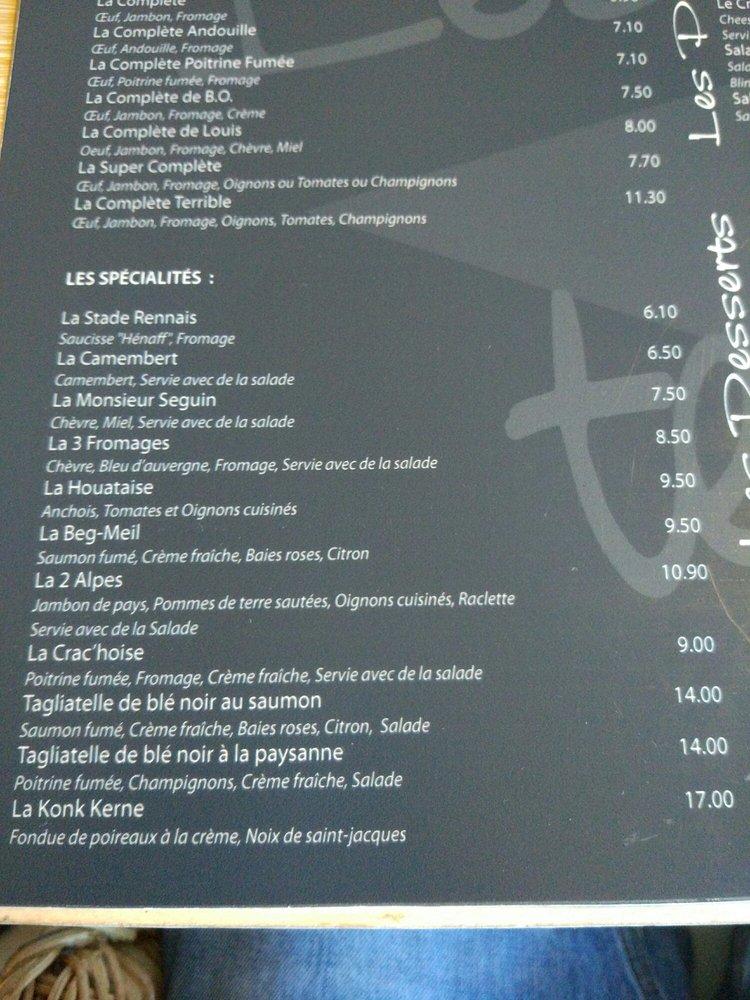 Menu at Les Enfants Terribles restaurant, Crac'h