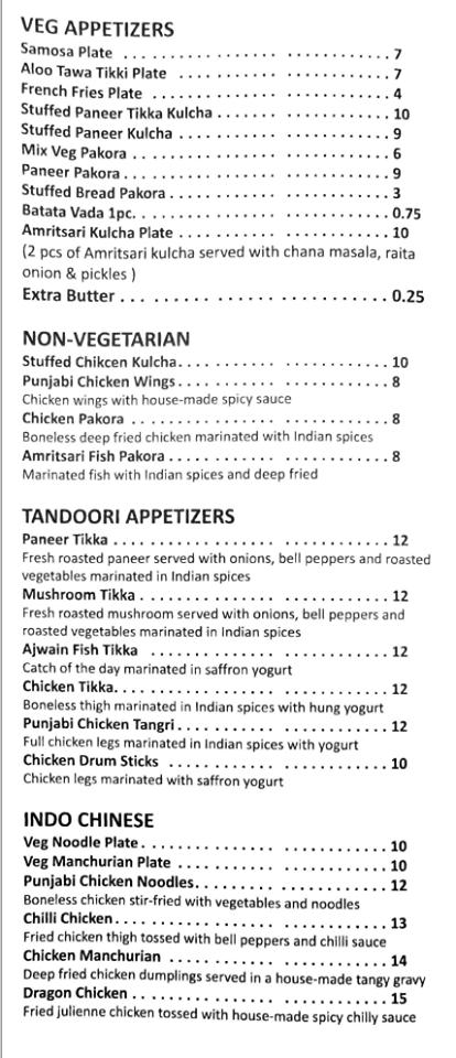 Carta del postres Satya Asha, Surrey, 72 Ave #6