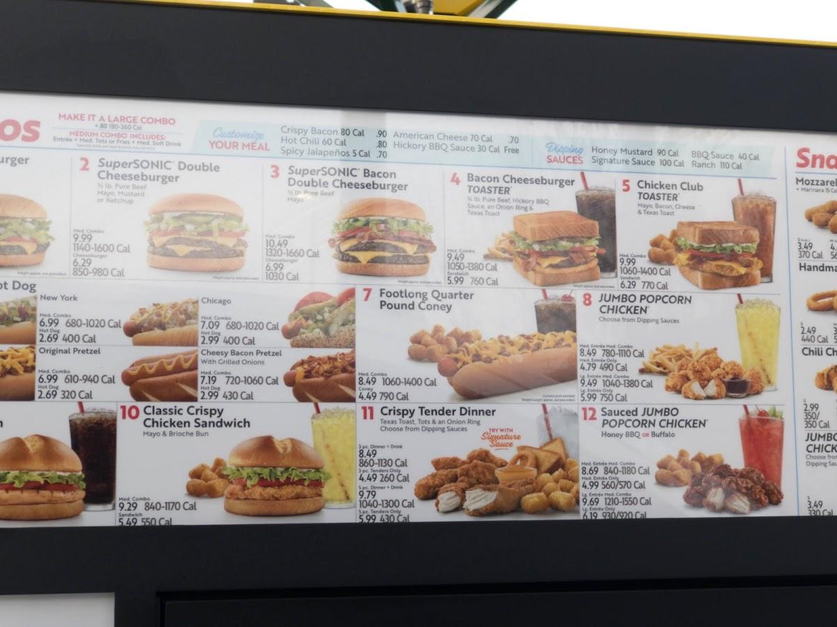 Menu at Sonic Drive-In fast food, Fairbanks