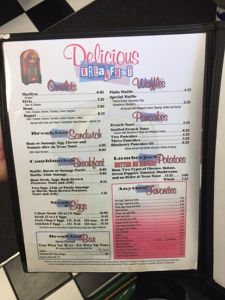 Menu at All American Diner restaurant, Panama City Beach, Front Beach Rd