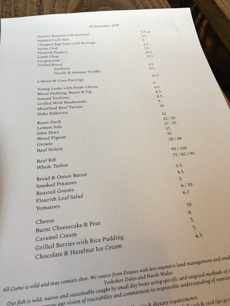 Menu at BRAT Restaurant, London